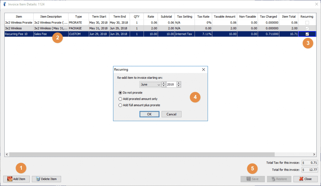 Adding and Removing Recurring Items on an Invoice - VISP
