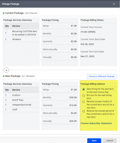 Upgrade Packages via the Change Option - VISP