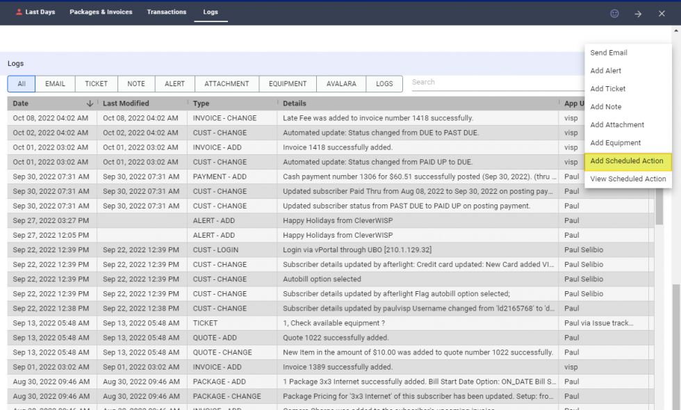 Add Scheduled Actions to Your Billing with VISP.net