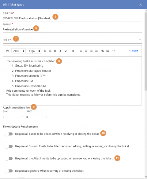 Add or Edit Ticket Types in VISP Service Desk