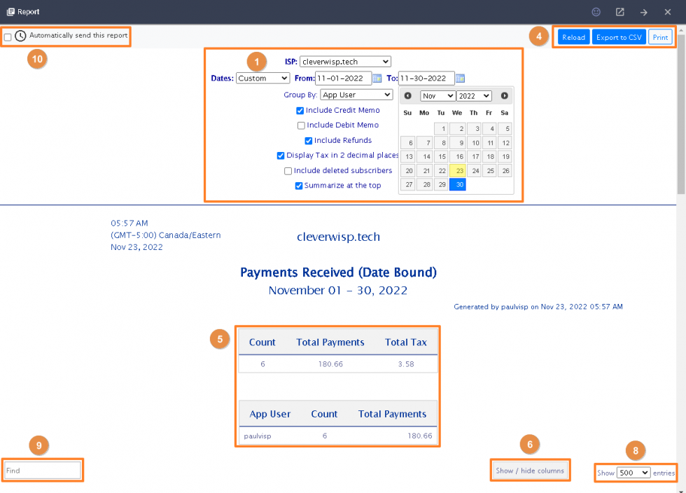 Reports in VISP - VISP