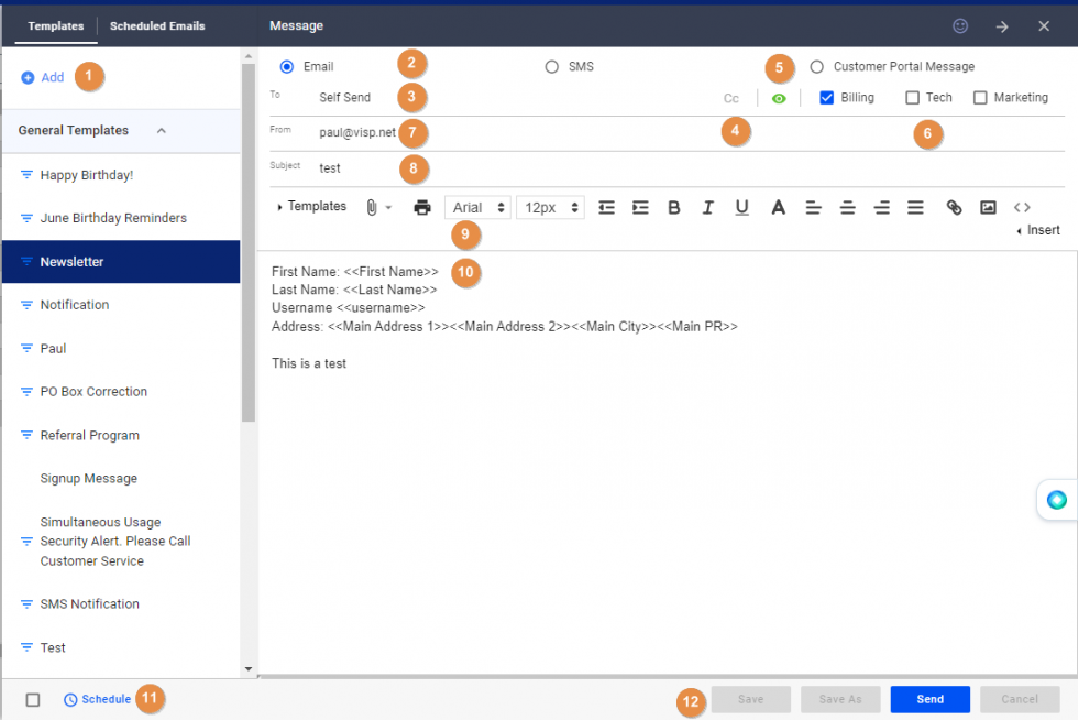 Create & Customize Mass Emails with VISP's Editor